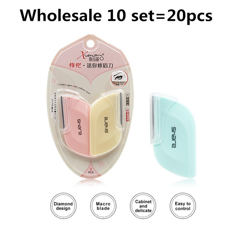 10 set Mini Diamond Razor Eyebrow Facial Hair Remover Eyebrow Trimmer ...