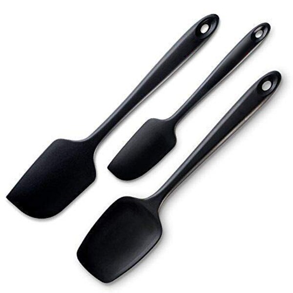 3-Piece Black Silicone Spatula Set - 600Fahrenheit... – Grandado
