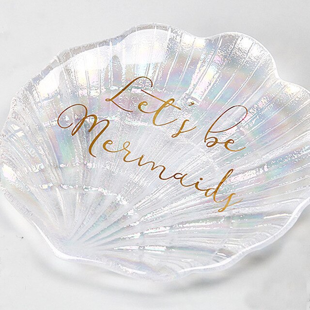 Mermaid Shell Glass Plate Dish Small Fancy Jewelry... – Grandado