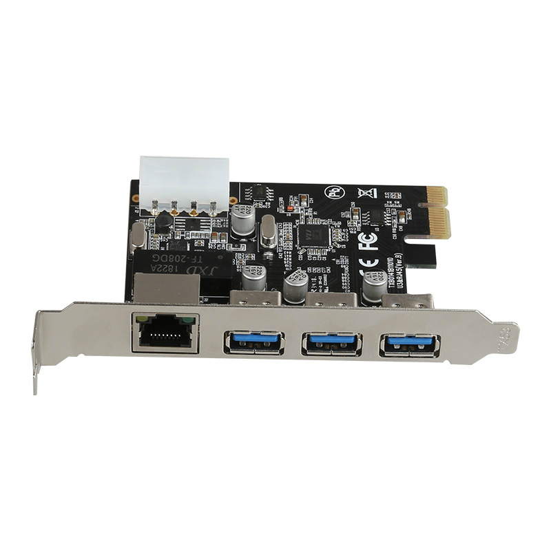 PCI Express to 3 port USB3.0 1 port RJ45 network a... – Vicedeal