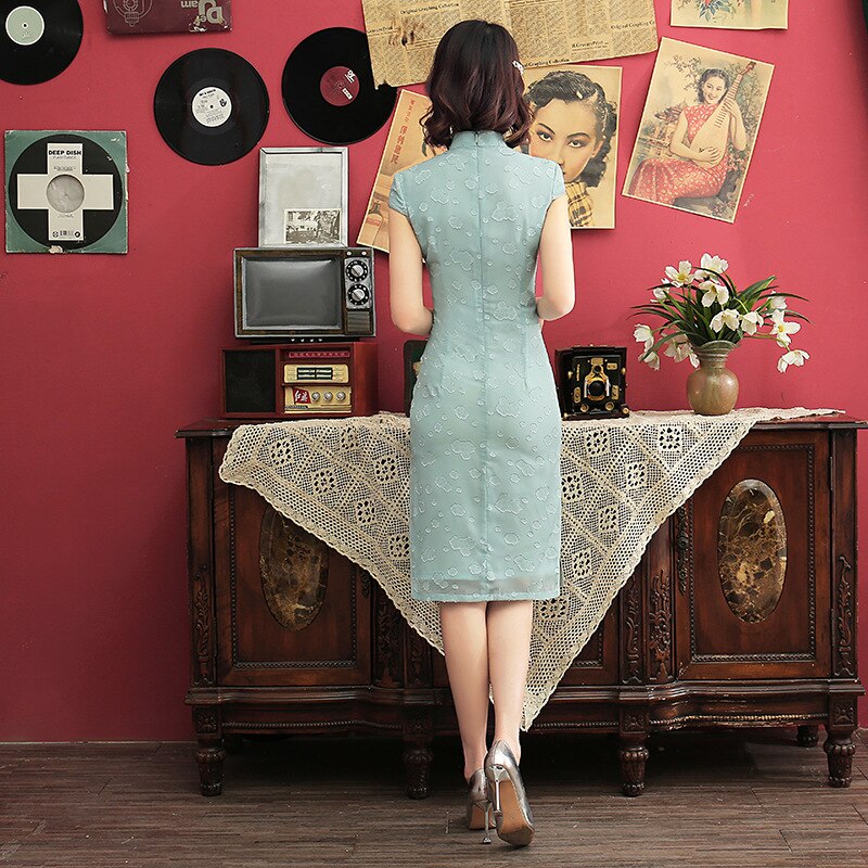 Ladies Lace Qipao Dress Cheongsam Flower Pattern T... – Grandado