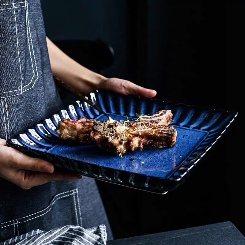KINGLANG Ceramic Klin Glazed Blue Porcelain Tablew... – Vicedeal