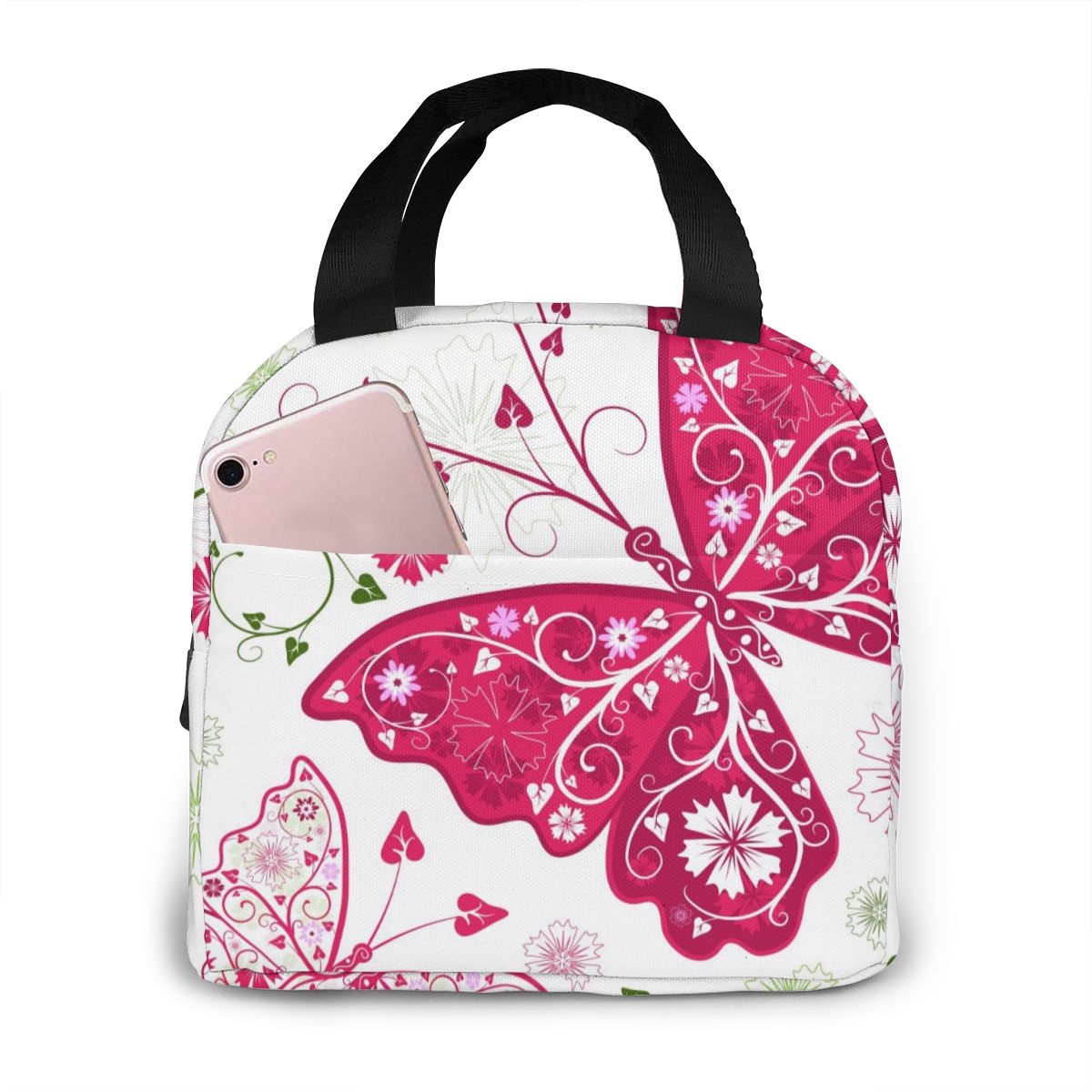 Bloemen Patroon Met Vlinders (1) lunch Tas Draagba... – Grandado