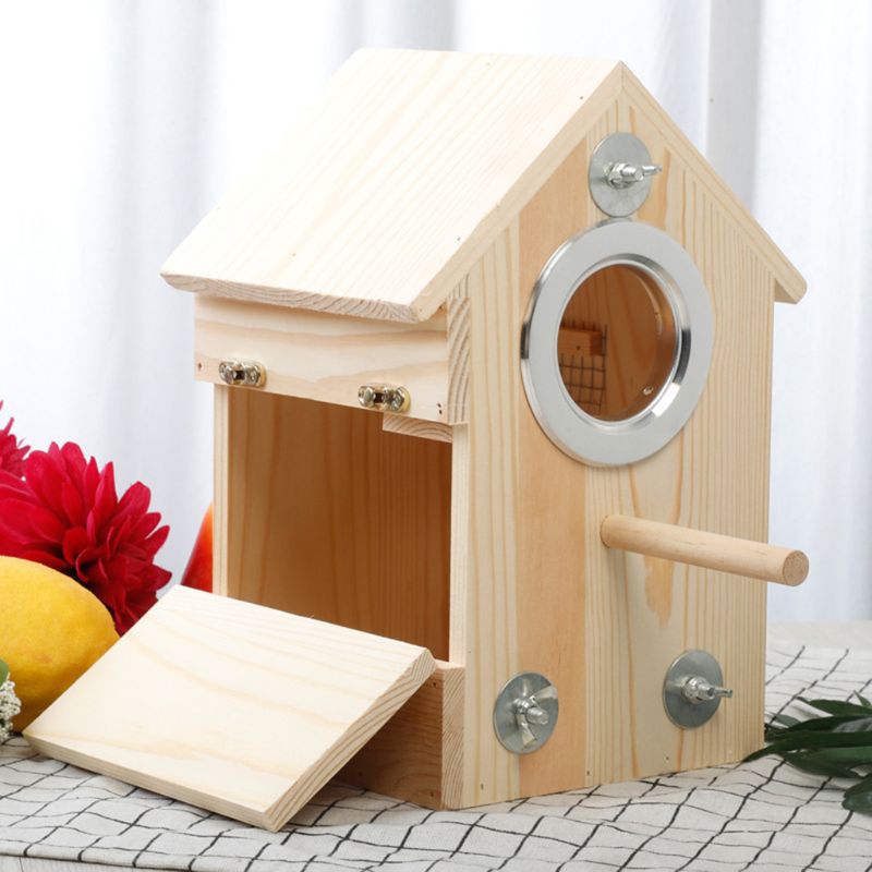 Wood Bird House Parakeet Nest Breeding Box Birdhou... – Grandado