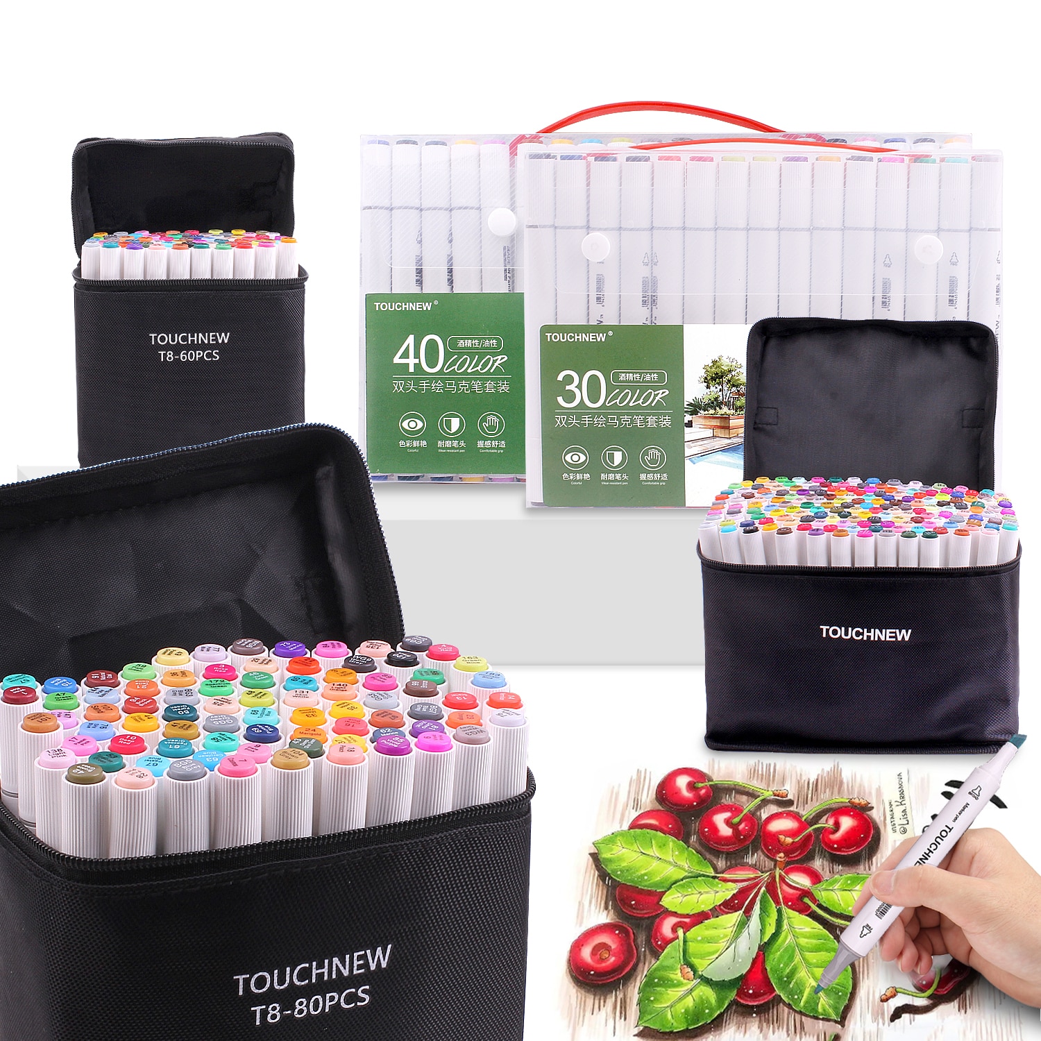 TOUCHNEW Marker Pens 12/60/80/108/168 Colors Manga... – Grandado