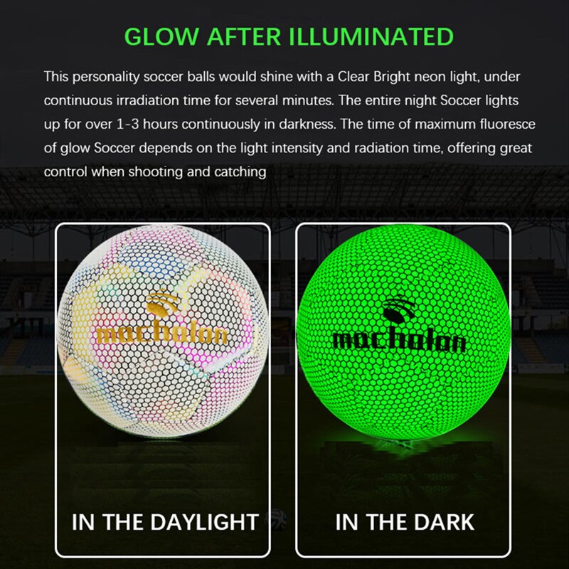 Glow In The Dark Soccer Ball PU Size 5 Light Up So... – Vicedeal