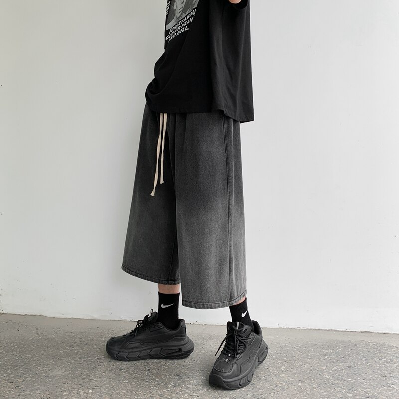 Summer Gradient Jeans Shorts Male Calf Length Trou... – Grandado