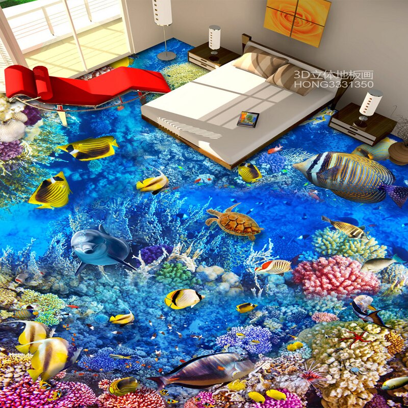 3d Floor Stickers Waterproof Tiles Blue Ocean Unde... – Vicedeal