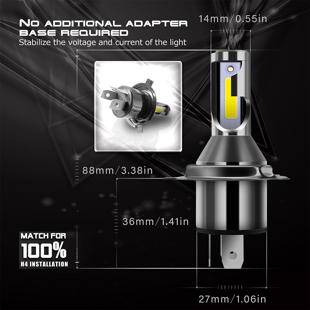 2 Pieces TXVSO8 M4 Car LED Headlight H4 LED Bulb 6... – Grandado