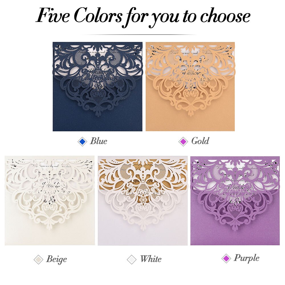 10pcs Pearl Paper Floral Wedding Invitations Cards... – Grandado