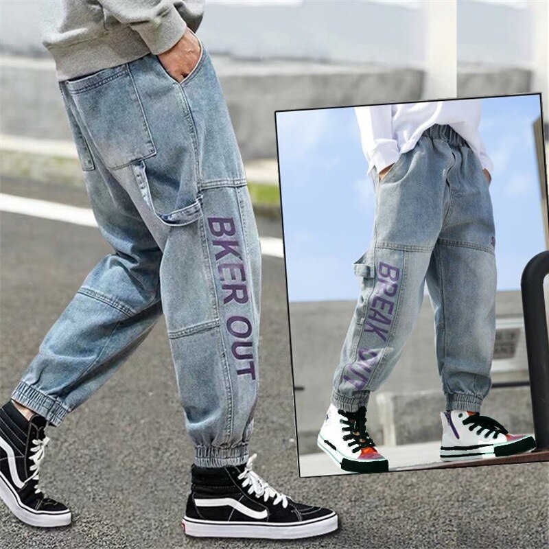 Cool personality boy jeans high street trend lette... – Grandado
