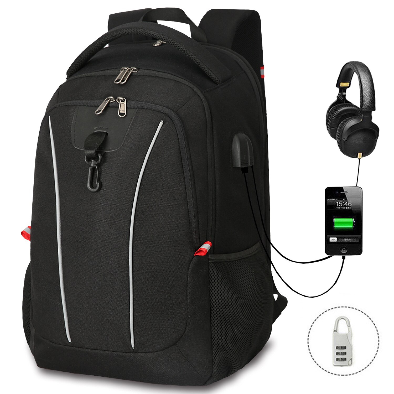 Men's reflective belt anti-theft backpack, laptop ... – Vicedeal