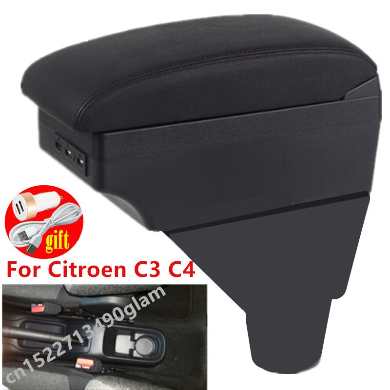 Voor Citroen C3 Armsteun Doos Lederen Arm Rest Usb... – Vicedeal
