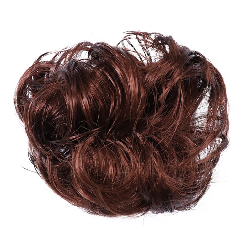 Curly Scrunchie Chignon With Rubber Band Brown Gra... – Grandado