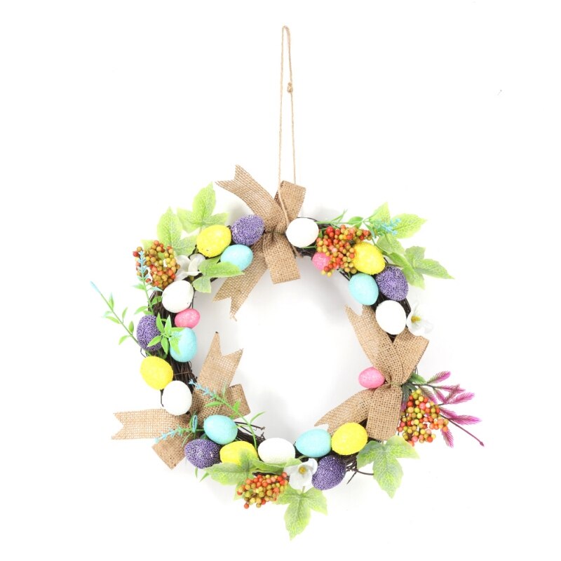 Artificial Wreath Garland Rattan Frame With Easter... – Grandado