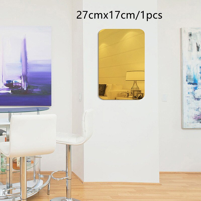 Mirror Wall Sticker Oval Rectangle Self Adhesive R... – Vicedeal