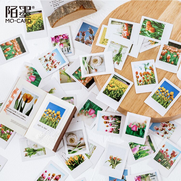 46pcs Paper Floral Stiker Set Tulip Flowers Adhesi... – Vicedeal