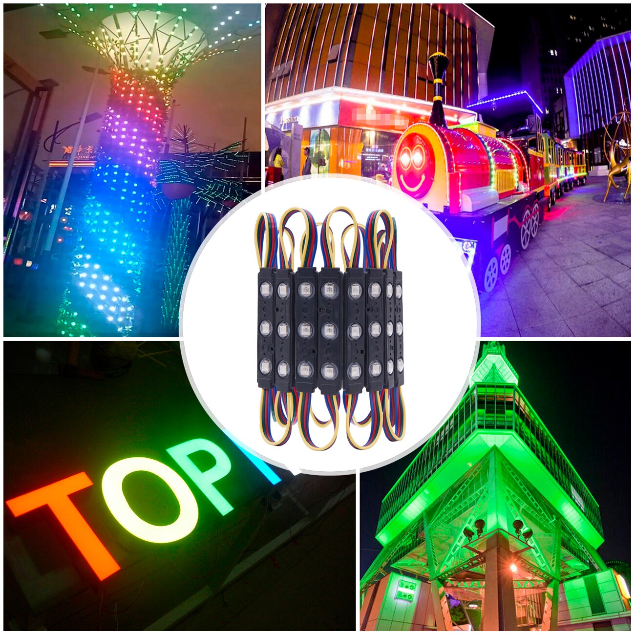 RGB 5050 LED Module DC12V 3LEDs Waterproof Outdoor... – Grandado