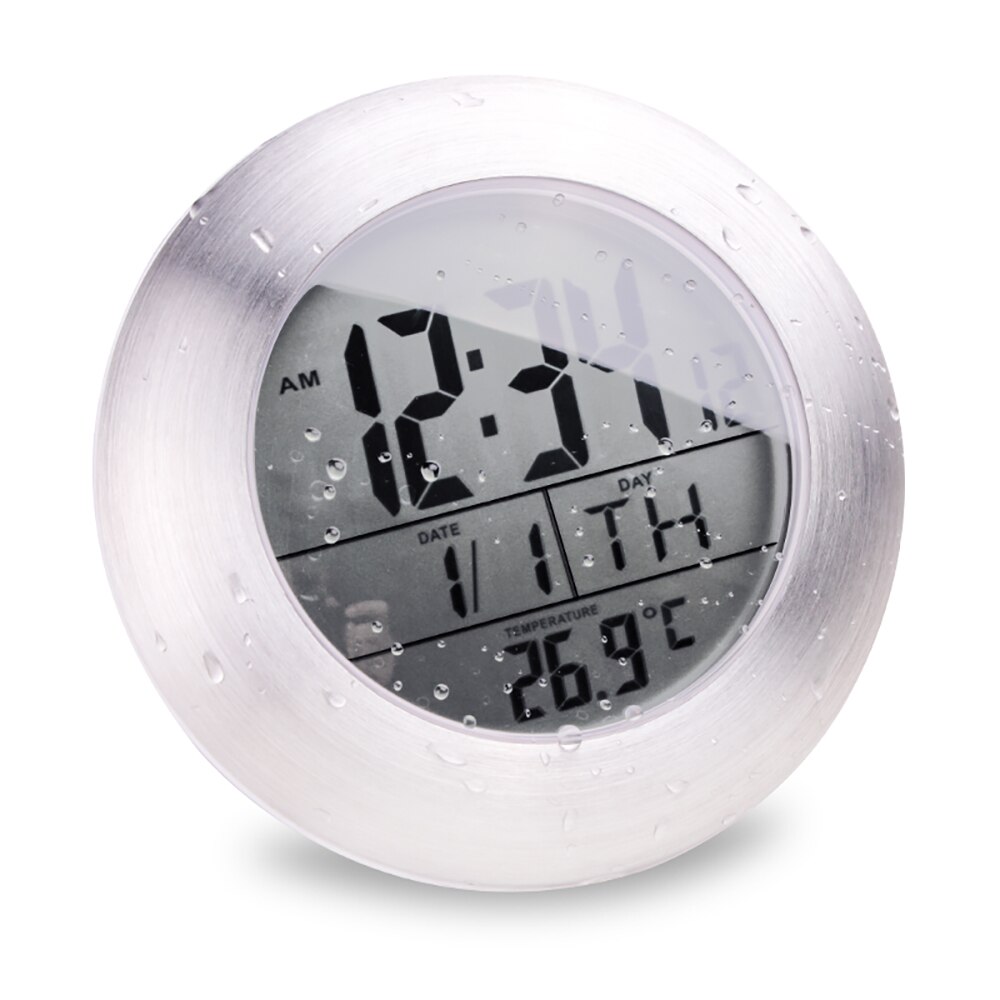 Bathroom Suction Mount Aluminum Alloy Clock With T... – Grandado