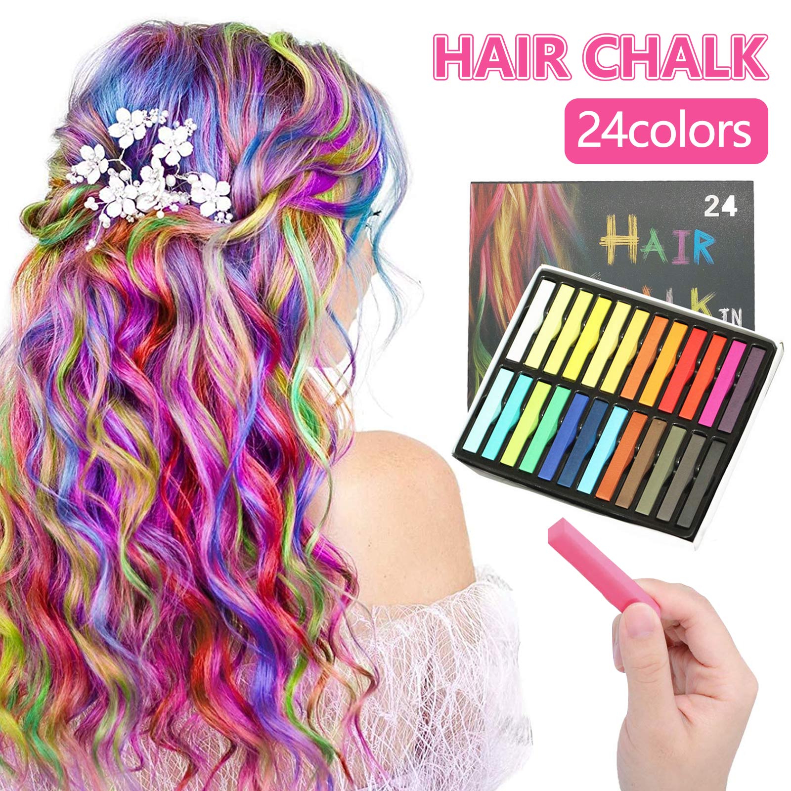 24PCS 24 Colors Hair Color Chalks Temporary Colors... – Vicedeal