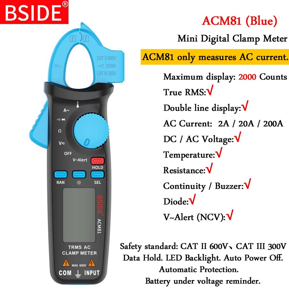 Digital Clamp Meters ACM Series True RMS DC AC Cur... – Vicedeal
