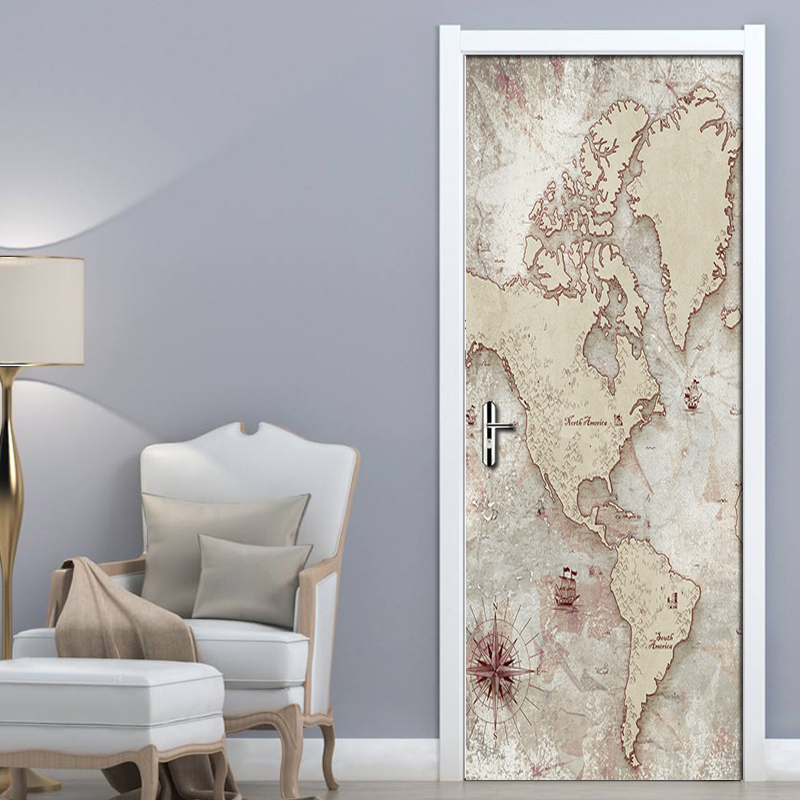 World Map 3D PVC Mural Door Sticker Waterproof Pos... – Grandado