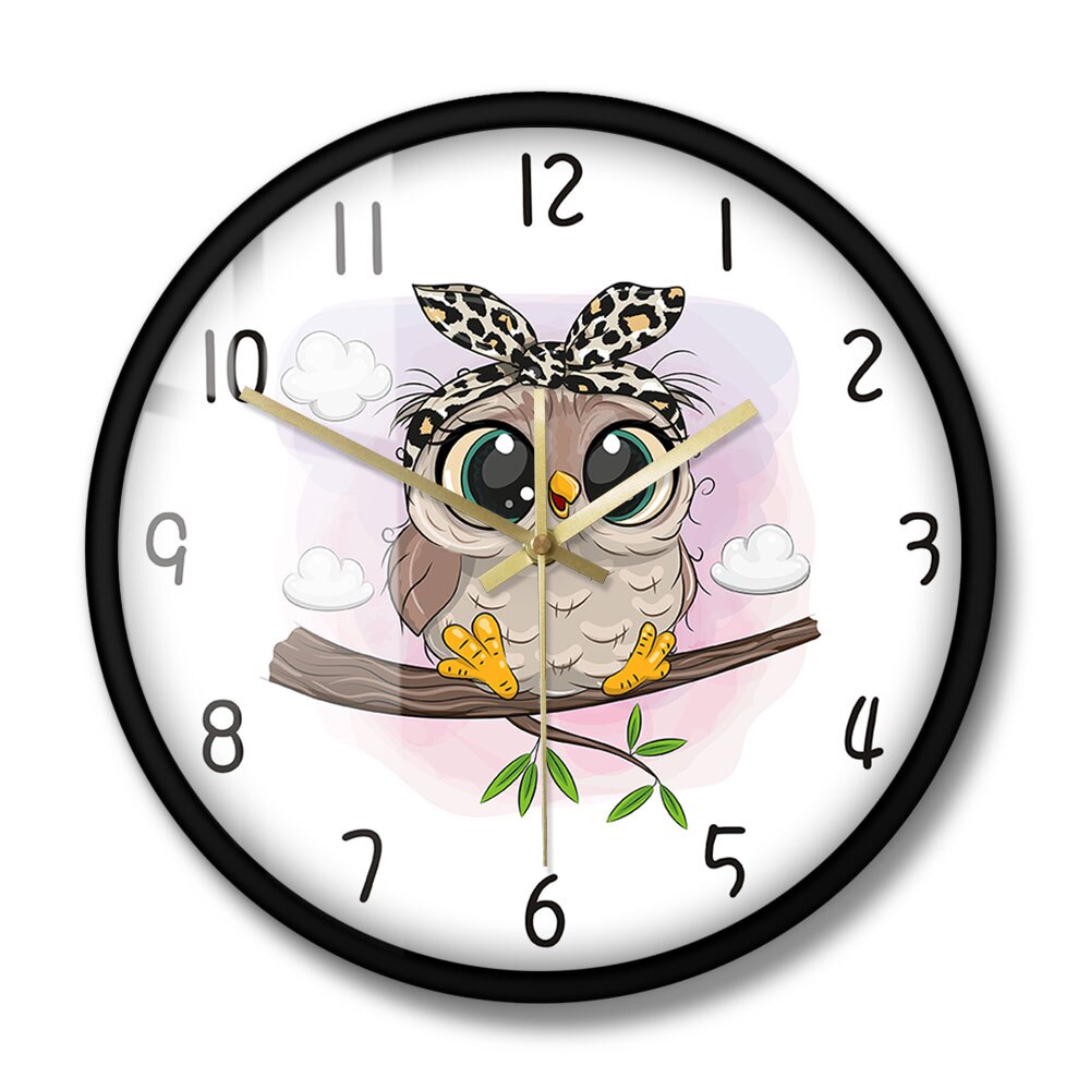 Cartoon Owl Wall Clock Digital Art Print Painting ... – Grandado