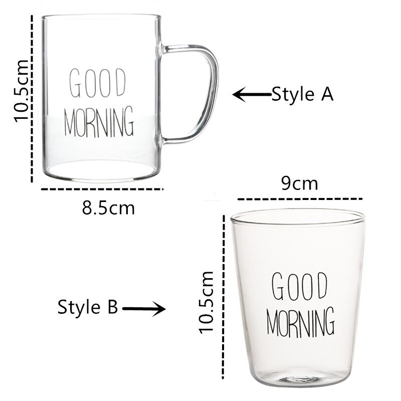 450ml Glass Coffee Milk Mug Good Morning Breakfast... – Vicedeal
