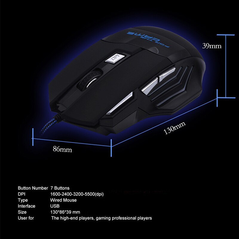 H7 Wired Gaming Mouse 5500 DPI 7 Buttons Backlit S... – Grandado