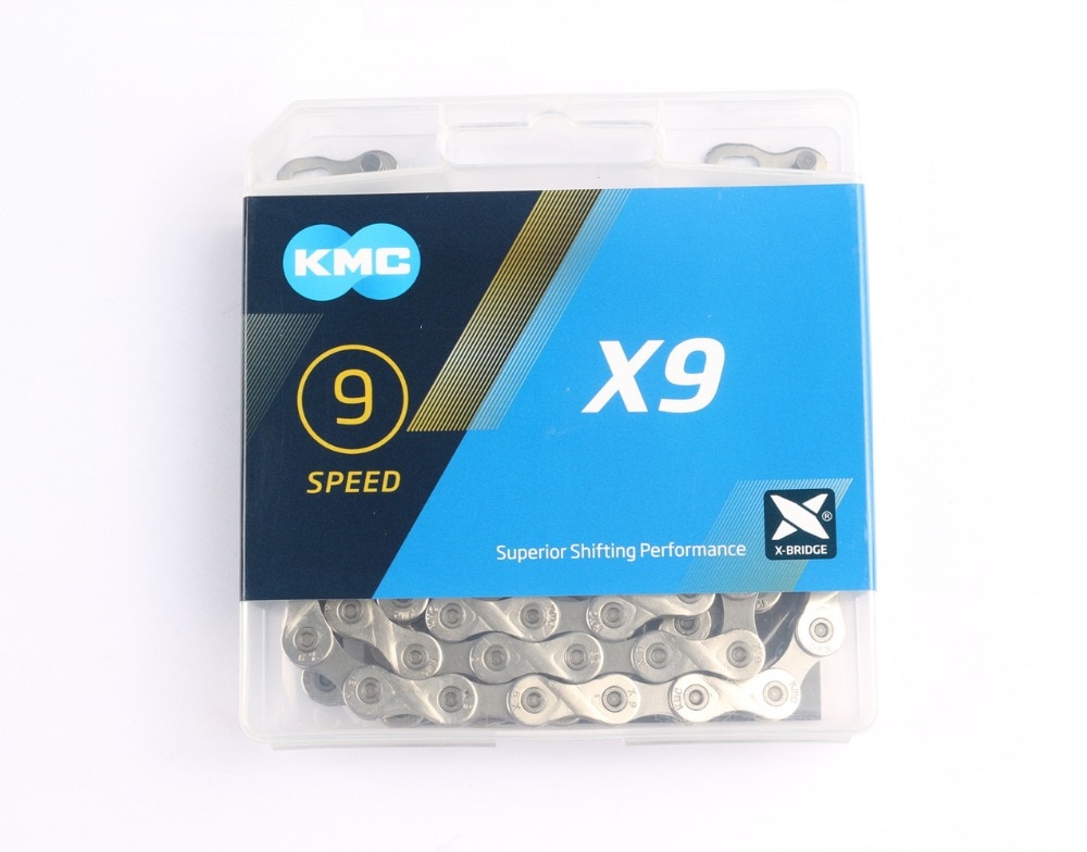 Kmc x9 x9.93 mtb landevejscykel sølvkæde 116l 9 g... – Vicedeal