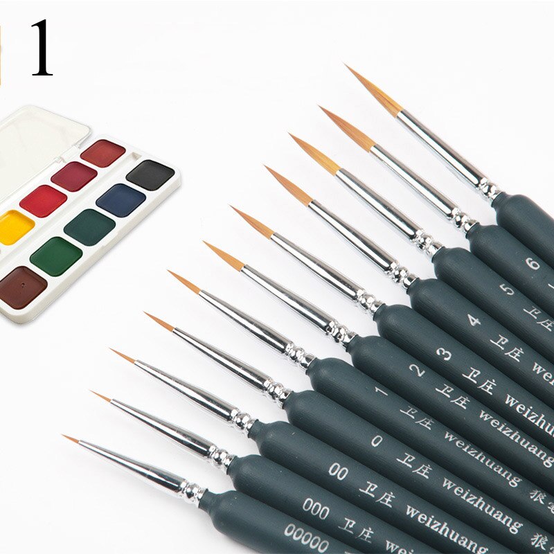 11Pcs Haak Lijn Pen Aquarel Zachte Haar Olie Pense... – Grandado