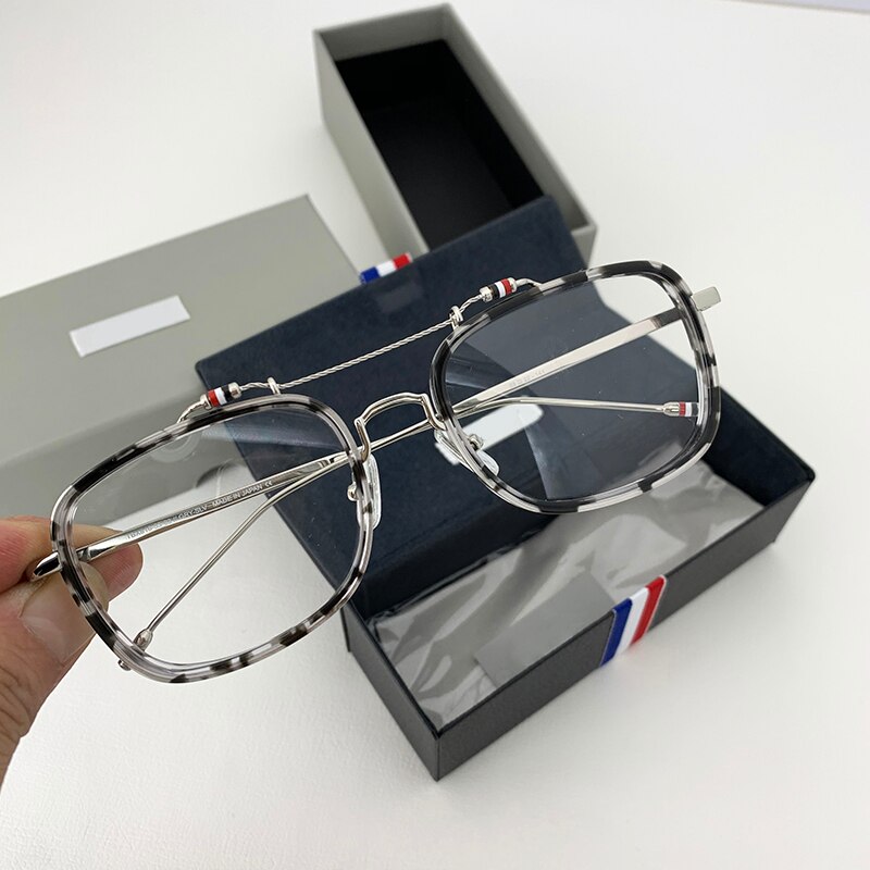 Retro THOM Eyeglasses Frames Men Metal Acetate Eye... – Grandado