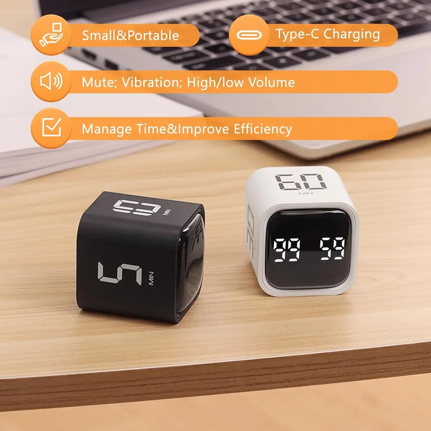 Pomodoro Temporizador digital Reloj con tapa cúbic... – Grandado