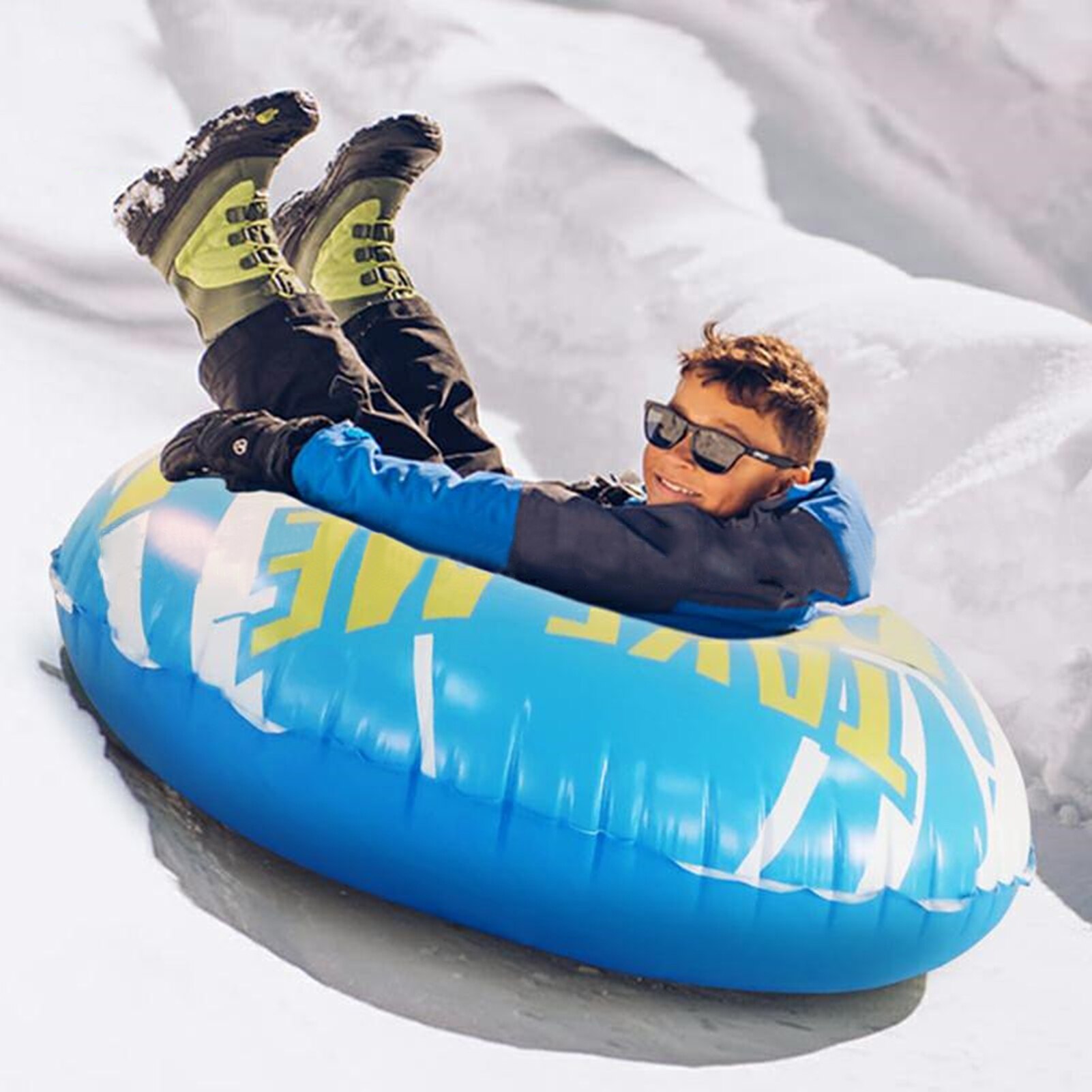 Kids PVC UFO inflatable snow sled tube slide adult... – Grandado