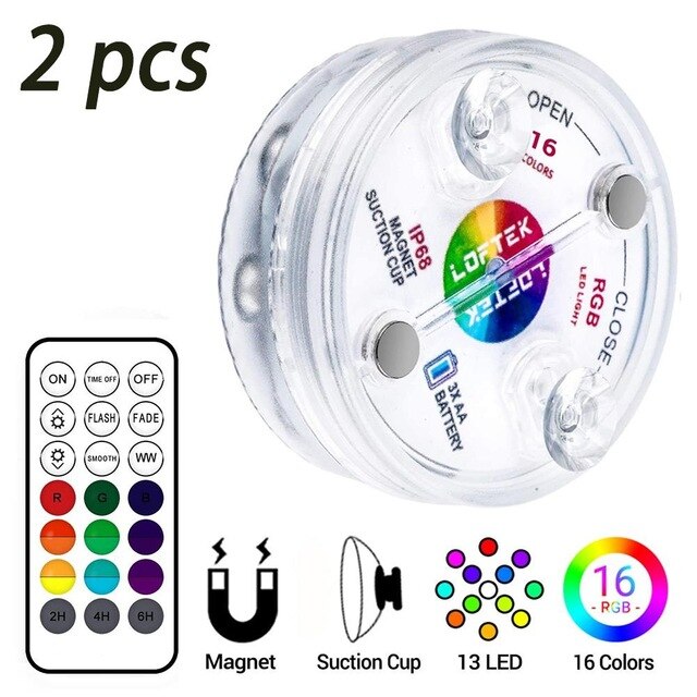 Led rgb swimmingpool lys 16 farver dykkerlampe und... – Vicedeal