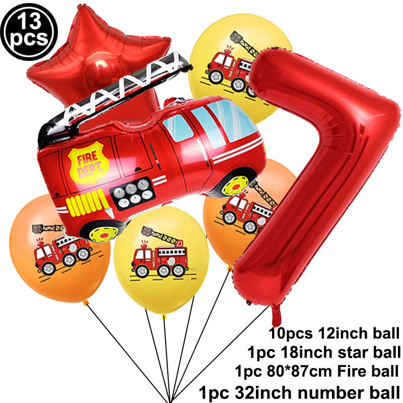 13pcs Fireman Foil Balloon Fire Truck Foil Balloon... – Vicedeal