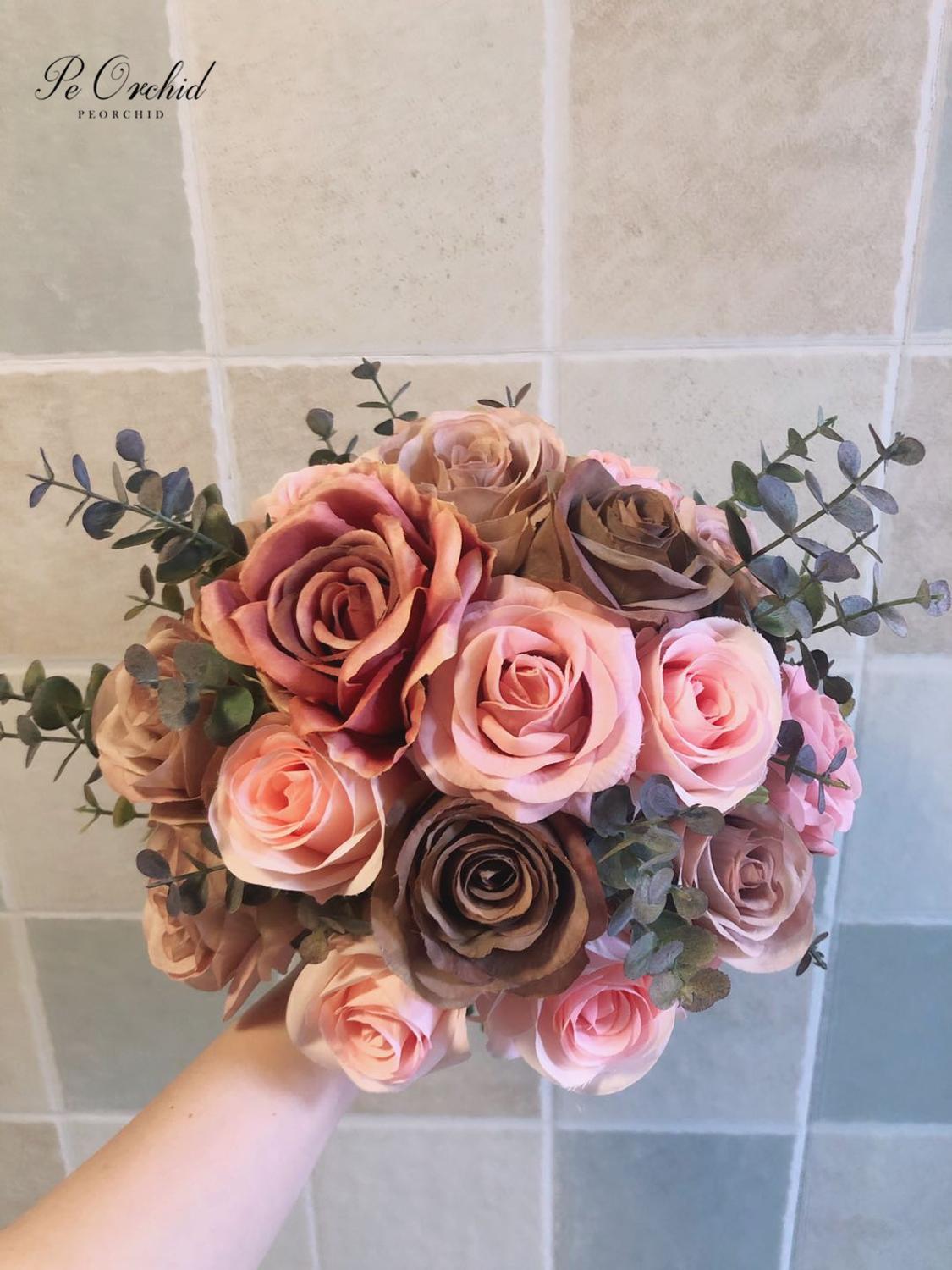 PEORCHID Vintage Rose Dusty Pink Wedding Bouquets ... – Grandado