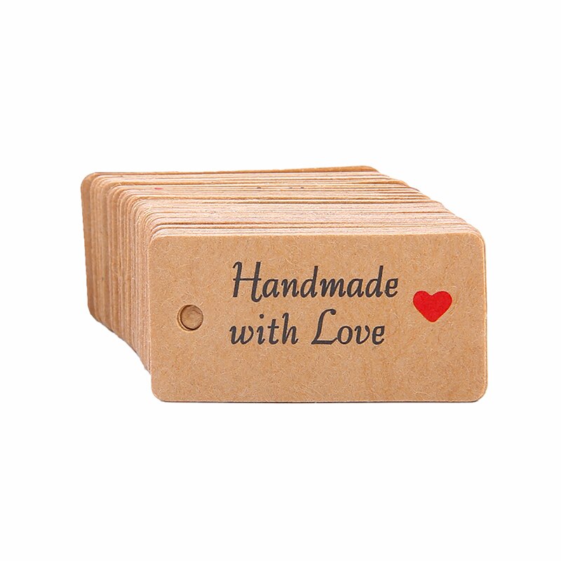 100pc 4x2cm Kraft Paper Tags with Strings Handmade... – Grandado