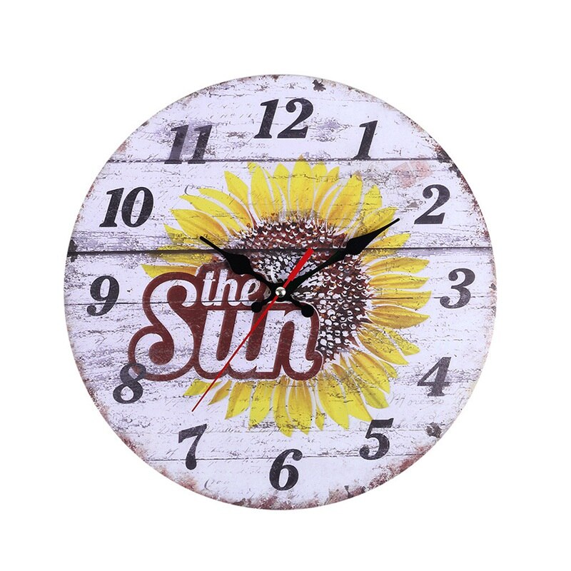Vintage Sunflower Round Wall Clock Arabic Numerals... – Vicedeal