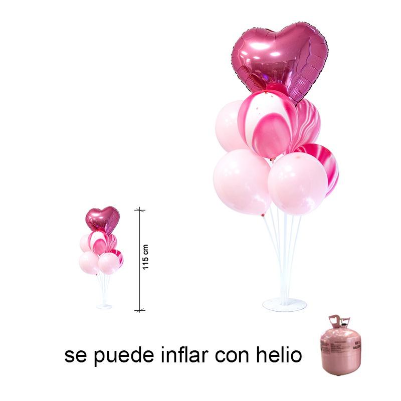 GLOBOS CORAZON ROSA CON SOPORTE, METALIZADOS, SET ... – Grandado