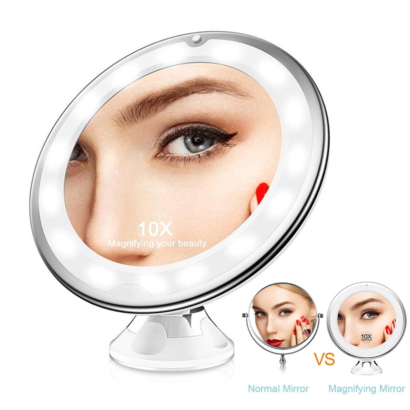 LED Light 10X Magnifying Makeup Mirror with Suctio... – Grandado