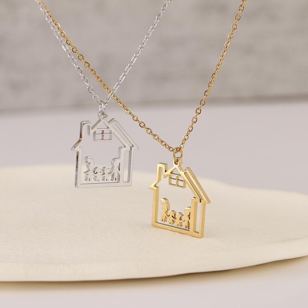 Stainless Steel Necklaces Family Of Four Affection... – Grandado