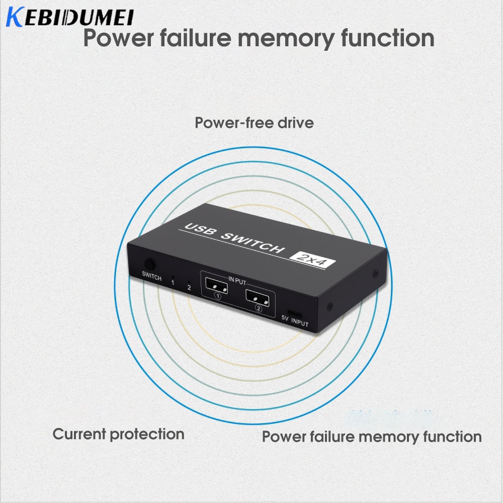 KEBIDUMEI USB 2,0 4 Ports Sharing KVM Switcher Sel... – Vicedeal