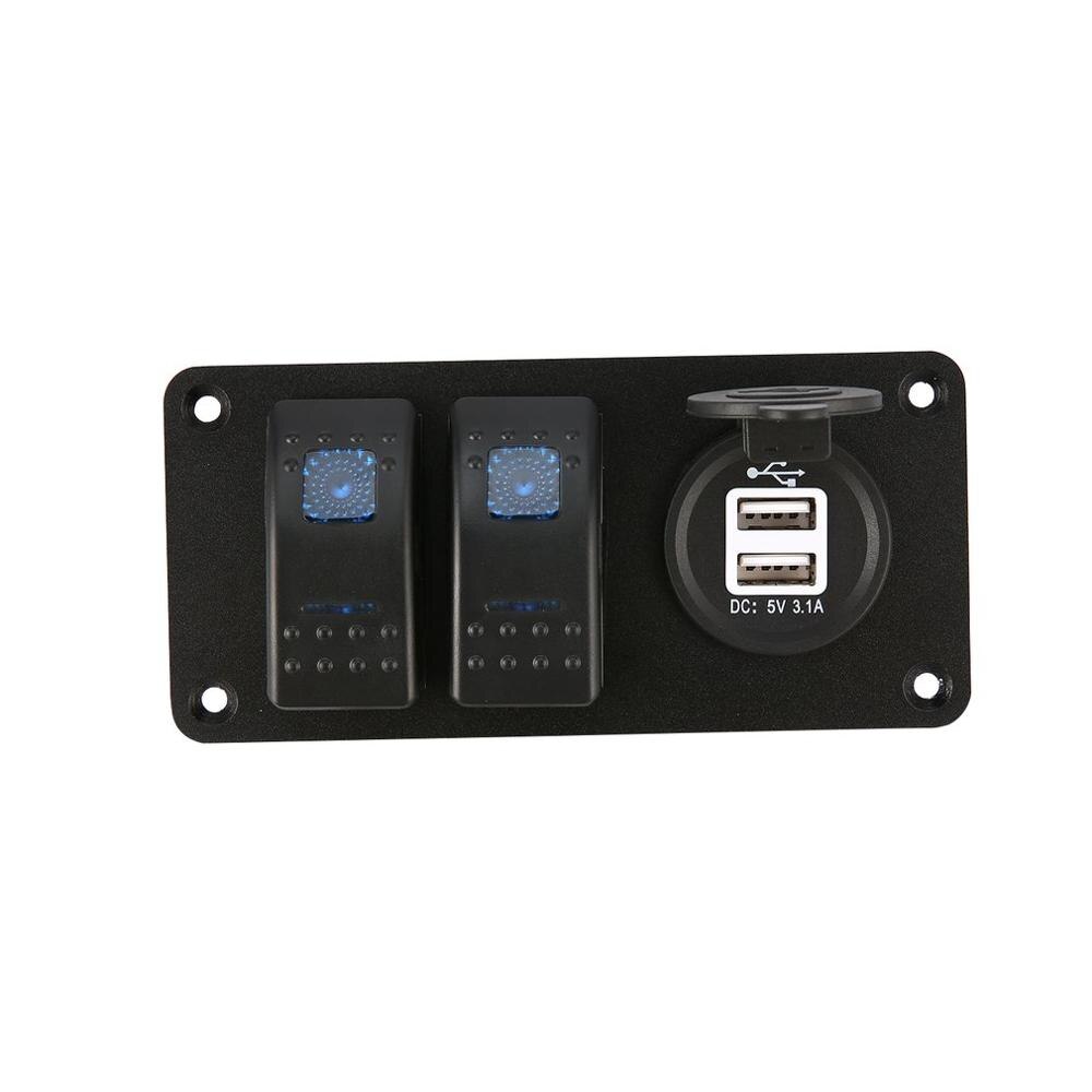 2 Gang Car Marine Boat 5 Pin LED Rocker Switch Pan... – Grandado