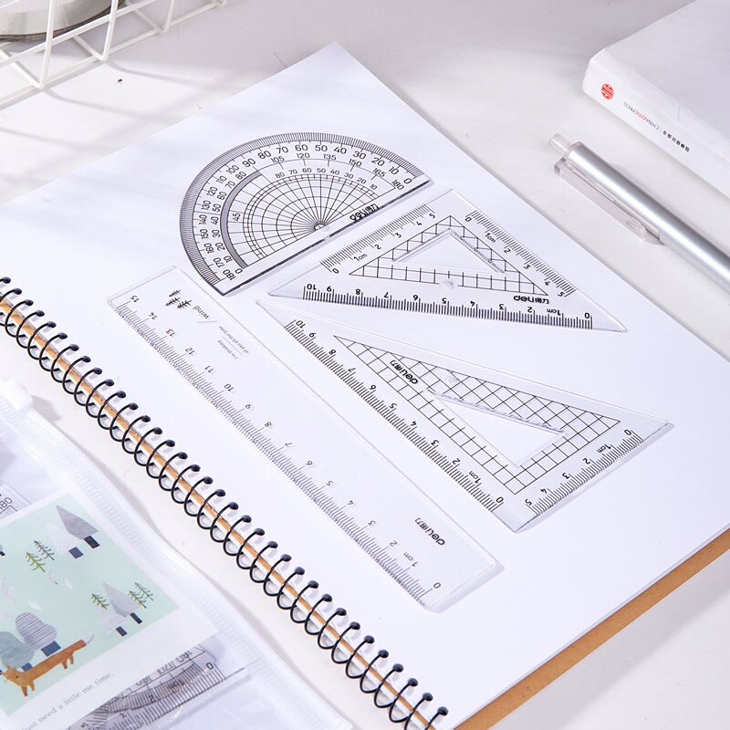 Deli 4pcs/set Transparent Straight Triangle Ruler ... – Grandado