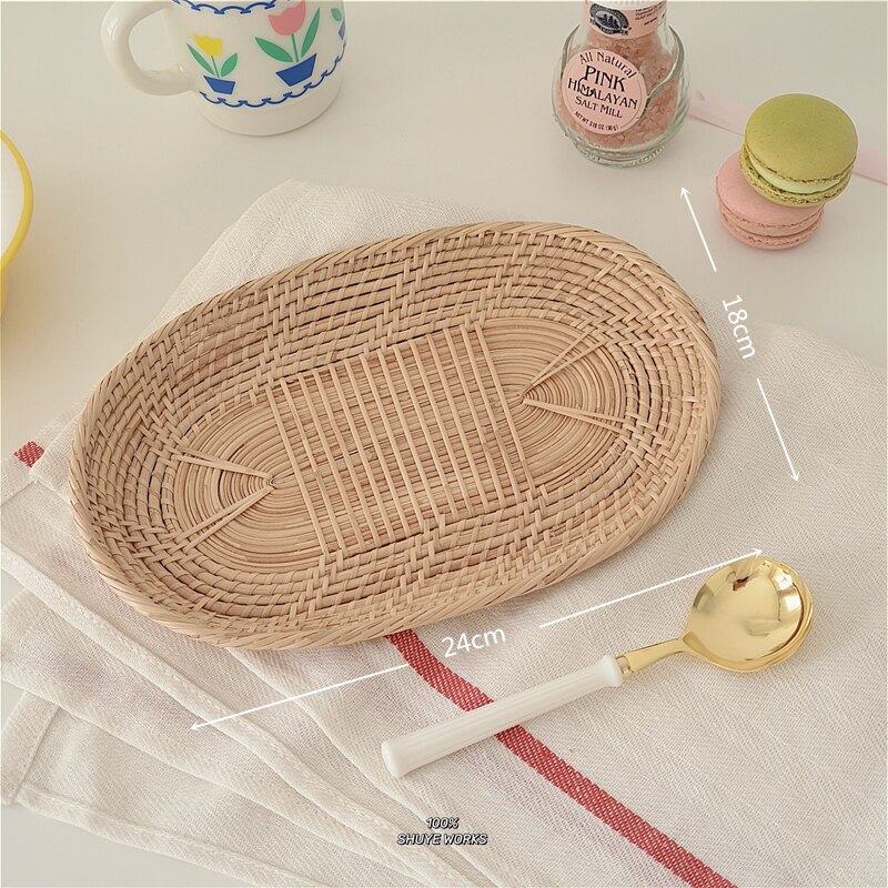 Rattan Fruit Plate Hand Woven Dessert Tray Breakfa... – Grandado