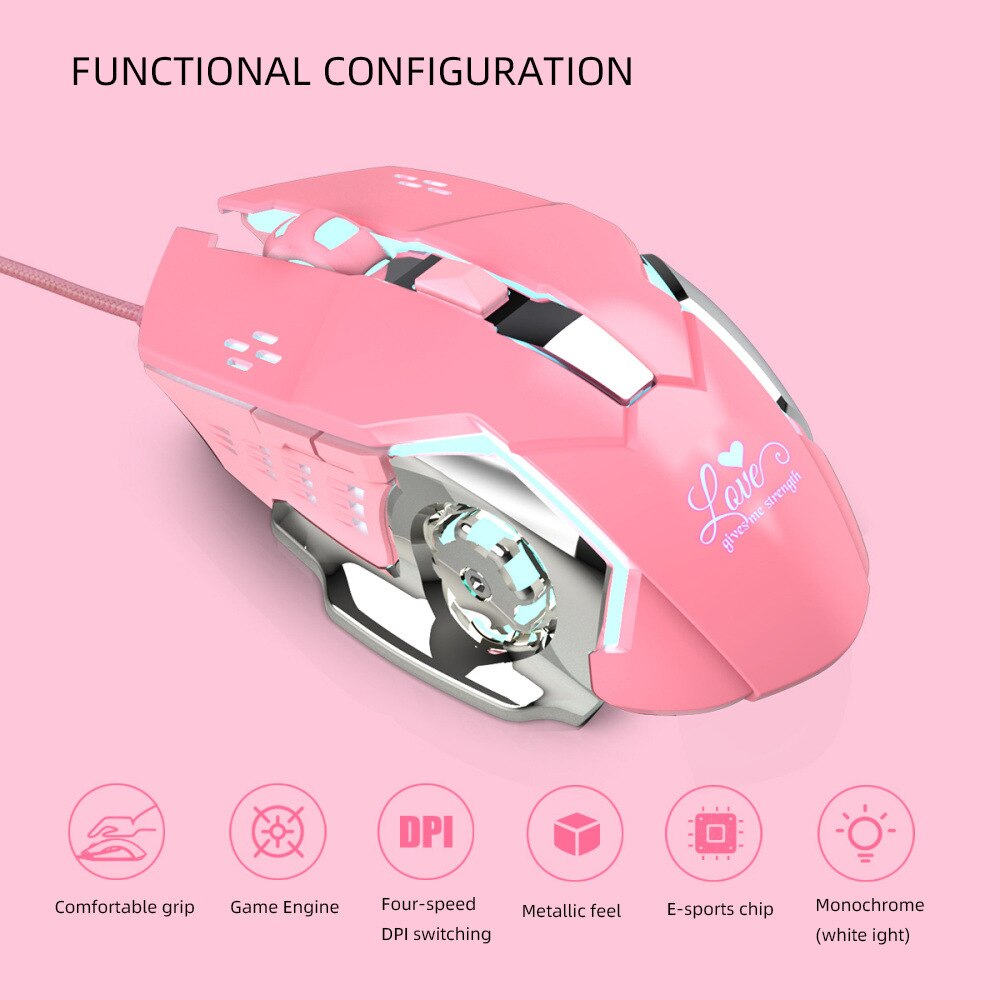 UTHAI DB24. The pink gaming mouse 3200dpi office m... – Grandado