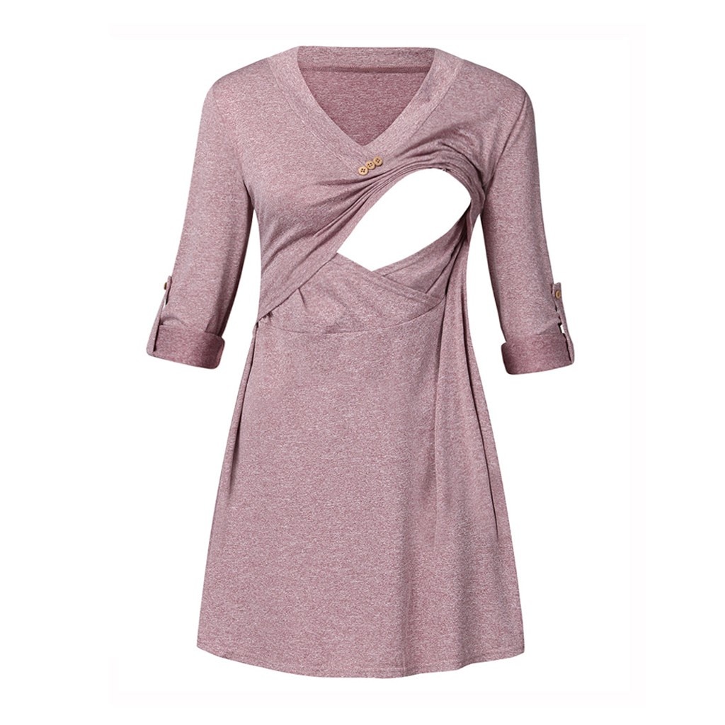 Maternity Tops Winter Rolled Up Sleeve for Breastf... – Vicedeal