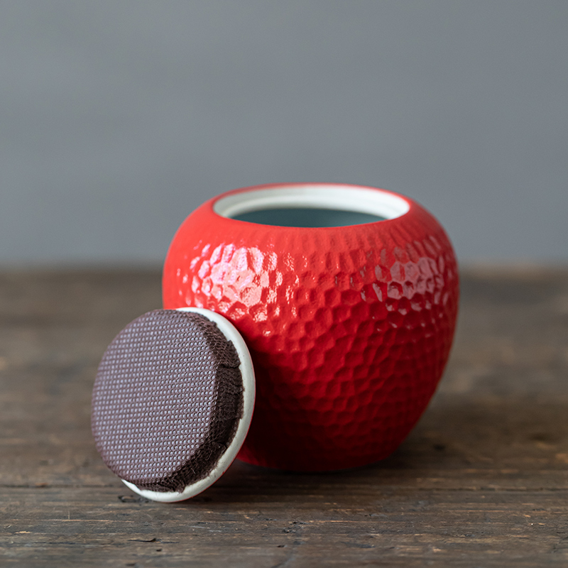 Irregular Red Apple Ceramic Candy Jar Sealed Tea C... – Grandado