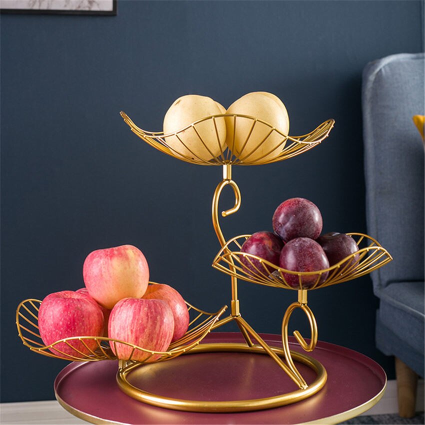 Iron Three Layer Fruit Basket Storage Basket Livin... – Vicedeal